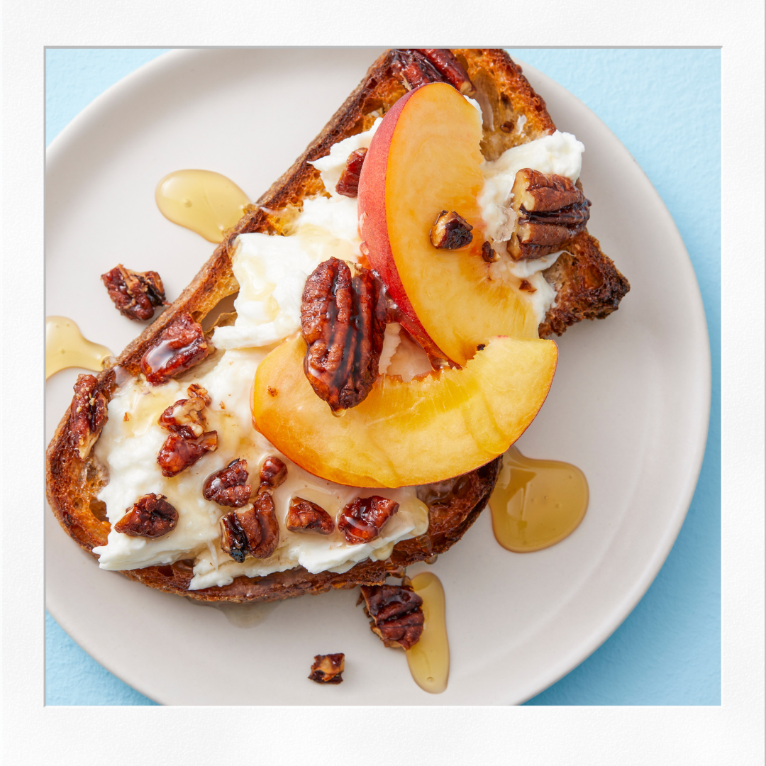 Peach Burrata Toast Two Ways - Brennans Market
